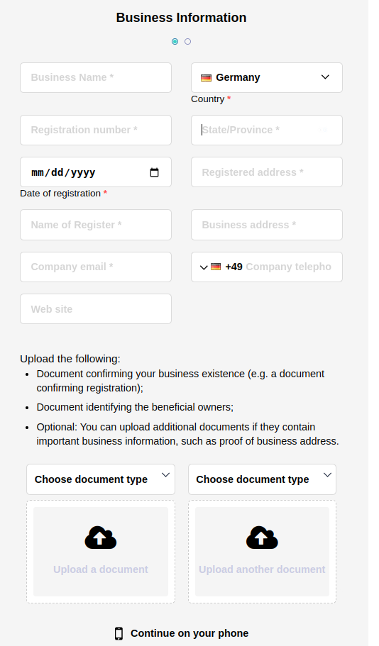 Corporate account creation and verification step by step – Paybis