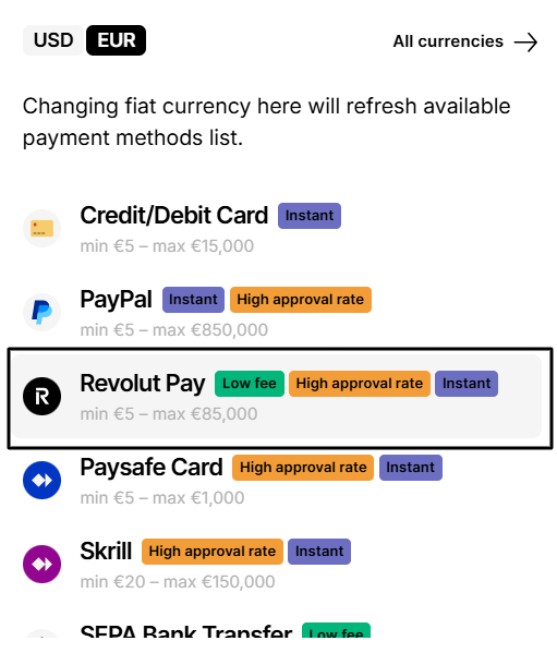 How to pay with Revolut – Paybis